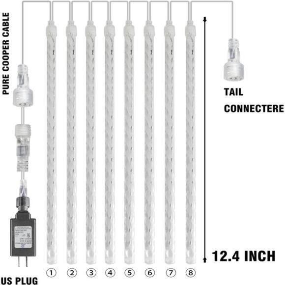 Holiday | Christmas Lights 288led Meteor Shower Lights 12 Inch 8 Tubes ...